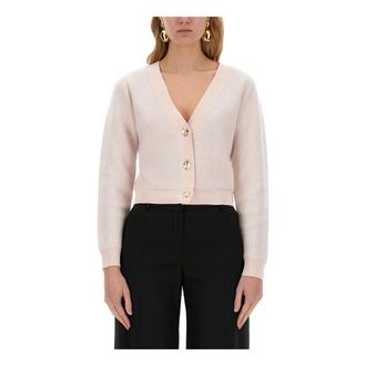 Nina Ricci Femme, Pulls, Beige, Taille: 42 FR Cardigan col en V en m&eacute;lange de mohair