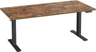 Vasagle Bureau Assis-debout, R&eacute;glable en hauteur, 180 x 80 cm, avec Port USB-C, Fonction M&eacute;moire 3 Hauteurs, Marron