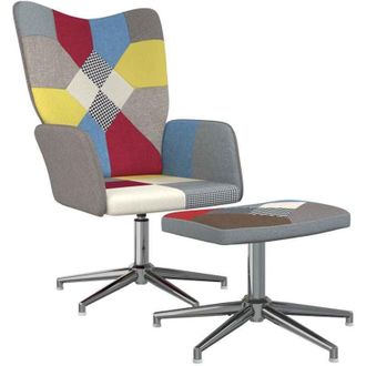 vidaXL Chaise de relaxation avec tabouret Patchwork Tissu vidaXL