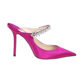 Jimmy Choo London Femme, Chaussures, Violet, Taille: 35 EU Sandales &agrave; Talons Rose en Satin avec Bride Orn&eacute;e