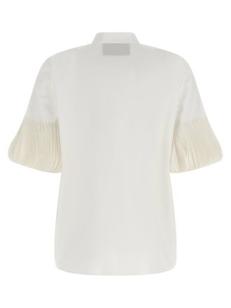 Valentino Garavani Pleated-Sleeve Poplin Shirt - White