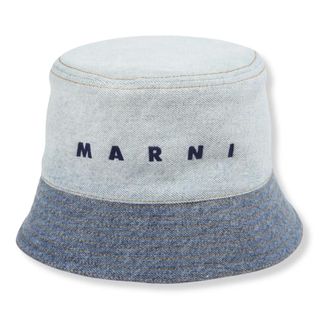 Marni Homme, Accessoires, Bleu, Taille: M Logo Denim Bucket Hat