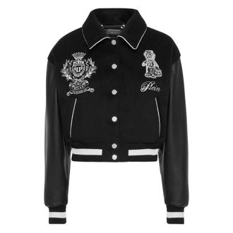 Philipp Plein Femme, Vestes, Noir, Taille: 36 FR Leather Vestes