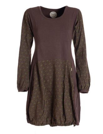 vishes Ballonkleid Langarm Damen-Keid Ballon-Kleid Shirt-Kleid kurz loose fit Ethno, Goa, Hippie Style