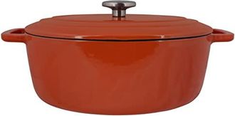 Cosy & Trendy Fontestic Ovaler Kochtopf mit Deckel aus emailliertem Gusseisen, rostbraun, 6,3 Liter, 31 x 24 x 12 cm hoch, oval