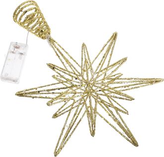 Soimiss Goldener Metall Weihnachtsbaumspitzenstern mit Led-lichtern Langlebig und Vielseitig für Weihnachtsbaum Party Garten und Sowie Außenbereich Stabile Fe