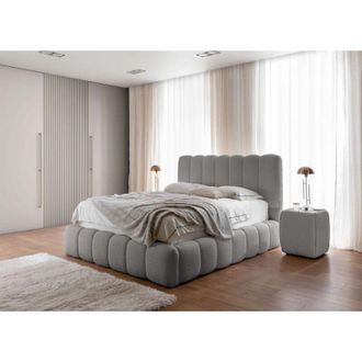 Fun Möbel Fun Moebel - Polsterbett Doppelbett Set.4 carson 140x200cm Stoff Catch Me Silbergrau