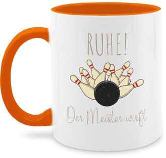 Shirtracer Tasse Tassen 325ml - Ruhe Der Meister wirft - Bowling Bowlingkugel Bowler Geschenk - 325 ml - Orange - bowling- bowlingball