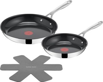 T-fal Jamie Oliver by TEFAL Direct Cook Bratpfannen-Set, 2-tlg. 24/28 cm, inkl. Pfannenschoner, antihaftbeschichtete Keramikoberfl&auml;che, Thermo-Signal, f&uuml;r a