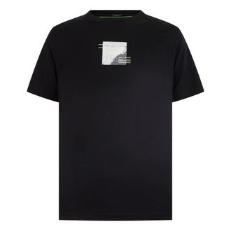 HUGO BOSS Baumwoll-T-Shirt mit Print - - Tops - Herren - Schwarzk - XS