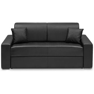 Vente-Unique Vente-unique - Canap&eacute; 3 places convertible express en simili emir - Noir - Couchage &agrave; lattes larges 140 cm - Matelas 18 cm
