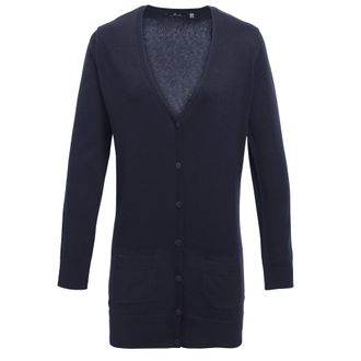 Premier Womens/Ladies Longline V-Ausschnitt Strickjacke (Navy)