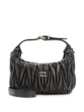 Miu Miu mini sac Matelass&eacute; en cuir - Marron