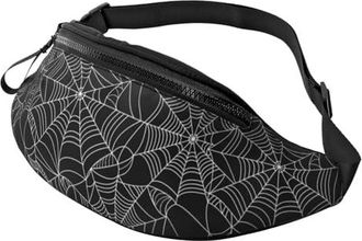 Generic Toile DAraign&eacute;e Blanche DHalloween Sac Banane Unisexe Sac &Agrave; Bandouli&egrave;re R&eacute;glable Sacoche Ceinture Pour Camping Sorties Voyages 14X35Cm