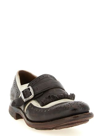 Churchs Brogue-Perforated Leather Monk-Strap Flat - Black