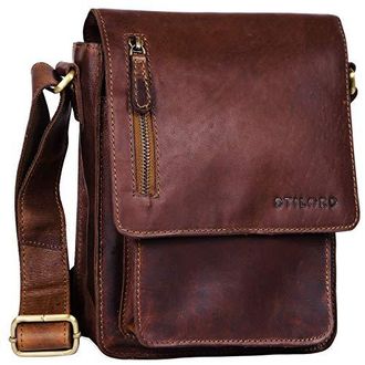 STILORD Finn Petite Sac a Bandouliere pour Hommes Vintage Sacoche Sac Messager Besace Sac &Eacute;paule Cuir de Buffle V&eacute;ritable, Couleur:cognac - marron fonc&eacute;