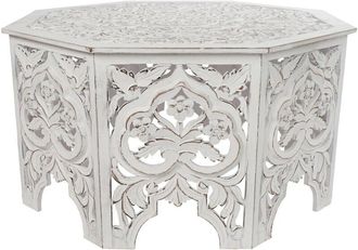 DKD Home Decor Dkd Home Decor - Table Caf&eacute; Mdf 84X84X46 Vieilli Blanc