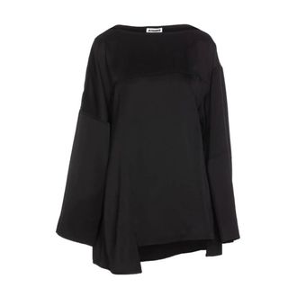 Jil Sander Femme, Blouses et Chemises, Noir, Taille: 42 FR Chemisier en M&eacute;lange de Soie Noir