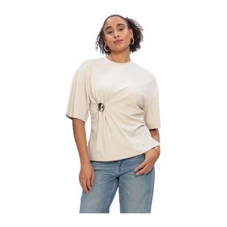 Second Female Enora Brooch Tee - - Tops - Damen - Beige - L