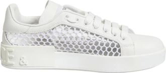 Dolce & Gabbana Femme, Chaussures, Blanc, Taille: 35 1/2 EU Mesh Inserts Low Top Baskets