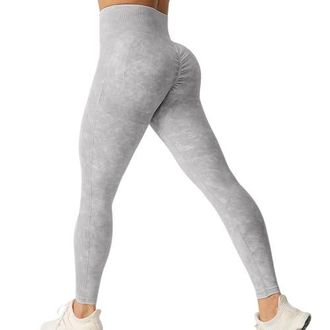 Generic Legging anti-cellulite pour femme - Lifting des fesses - Taille haute - Pantalon de sport moulant et l&eacute;ger - Legging de yoga pour femme, Light Ashy, X