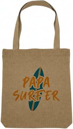 Fabulous Sac Shopping Tote Bag Aspect Lin - Papa Surfer Sport Surf Mer Vague P&egrave;re - Sac de Courses Toile Epaisse 360g Beige Naturel Cabas Port&eacute; Epaule Solide I