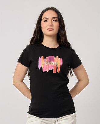 Yes-Zee T-shirt en coton imprim&eacute; pour femme