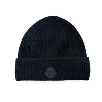 Moncler Homme, Accessoires, Noir, Taille: ONE Size Bonnet en cachemire m&eacute;lang&eacute; avec logo