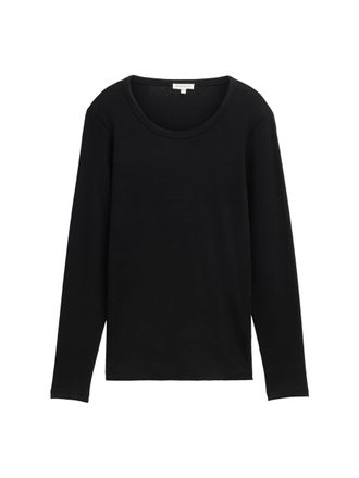 Tom Tailor Tom Tailor Damen Basic Longsleeve, 14482 - Deep Black, L