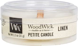 Woodwick Linen 31g - Kerze - Zylindrisch - Frisch - Dekorativ - Indoor/Outdoor - Ca. 8 Stunden Brenndauer