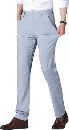 Generic Pantalon habill&eacute; confortable et dissimul&eacute; &agrave; taille extensible pour homme - Jambe droite - Pantalon fin d&eacute;t&eacute; pour homme - Coupe r&eacute;guli&egrave;re, bleu, 52