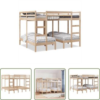 vidaXL Etagenbett - Dreifach-Etagenbett 160x200/80x160 cm Massivholz Kiefer