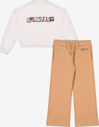 Moschino Ensemble sweat-shirt et pantalon en coton imprimé - Marron