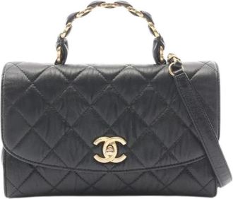 Chanel Sac &agrave; main Pre-owned Matelasse en cuir - Femme - Pre-owned - Noir - Taille: ONE Size