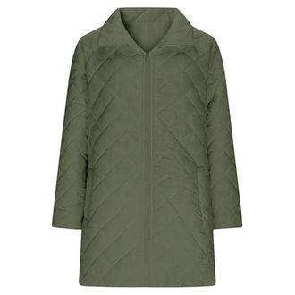 Generic Doudoune matelass&eacute;e l&eacute;g&egrave;re pour femme avec fermeture &eacute;clair et col montant avec poches, vert militaire, XXL