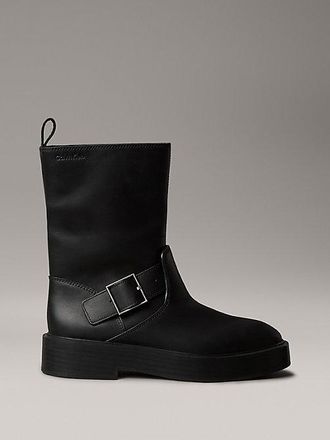 Calvin Klein Bikerboots Aus Leder Mit Blockabsatz - Pvh Black - Damen - EU 36