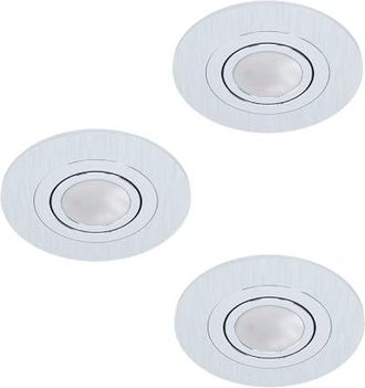 Eglo 3er-Set Einbaustrahler Areitio, Spots Set aus geb&uuml;rstetem Aluminium, 3 Einbauleuchten mit GU10 Fassung, LED Leuchtmittel inklusive, Spot flach, schwen