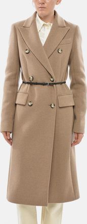 Max Mara SPORTMAX Maxi Zweireihiger Mantel Aus Schurwolle GHIA Mit G&uuml;rtel Max Mara