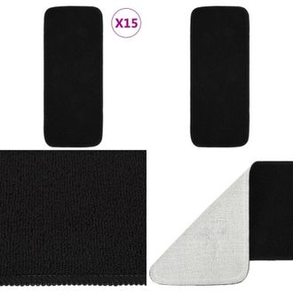 vidaXL Antirutsch Stufenmatten 15 Stk. 60x25 cm Schwarz Rechteckig - Treppenmatte - Stufenmatte - Anti-Rutschmatte - Treppenschutz - pvc Matten - Home &