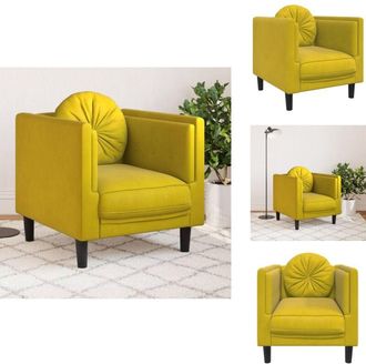 vidaXL Sessel mit Kissen Gelb Samt - Sessel - Samt Sessel - Wohnzimmersessel - Gelber Sessel - Gemütlicher Sessel