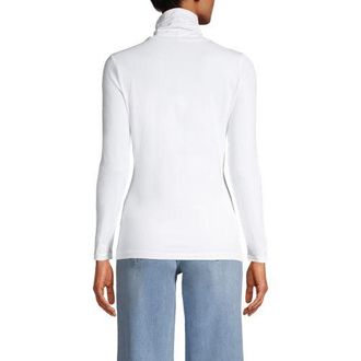 Lands End Rollkragenshirt aus Baumwoll/Modalmix, Damen, Gr&ouml;&szlig;e:32-34 regular, Wei&szlig;, Baumwolle/Elasthan/Baumwolle Modal, by Lands End
