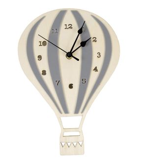 Cabilock Hei&szlig;luftballon Wanduhr Aus Kunststoff Stille Wanddekoration F&uuml;r Zuhause B&uuml;ro Wohnzimmer Hellgrau Ohne Batterie