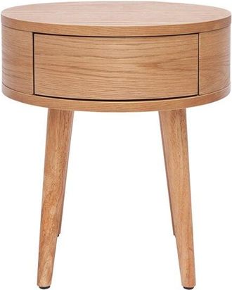 Miliboo Runder Nachttisch aus hellem Holz mit Schublade D45 cm judith