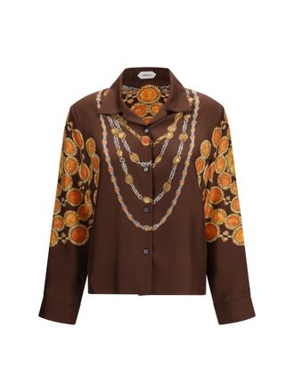 Versace Chain-Print Shirt - Brown