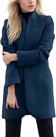 Generic 2026 Vestes pour femmes costume solide long manteau poilu cardigan manches courtes ouvert femmes veste, bleu, 5XL