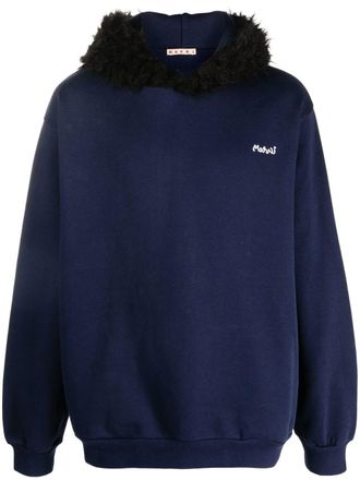 Marni hoodie à logo brodé - Bleu