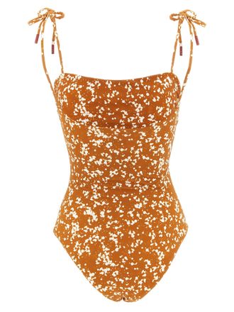 Kiton Floral Print Off-Shoulder Swimsuit - Caramel
