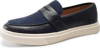 AlltheMen Mocassins à Enfiler Hommes Habillées Chaussures Basses Légère Derby Plates Décontractés Loafers Slip Bleu 44