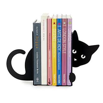 Balvi Serre-Livres Hidden Cat Couleur Noir Support de Livres pour étagère en Forme de Chat 2 unités M