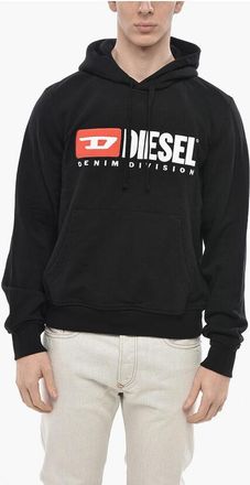 Diesel Hoodie Sweatshirt S-GINN Solid-Color with Monogram Embroider size 3xl